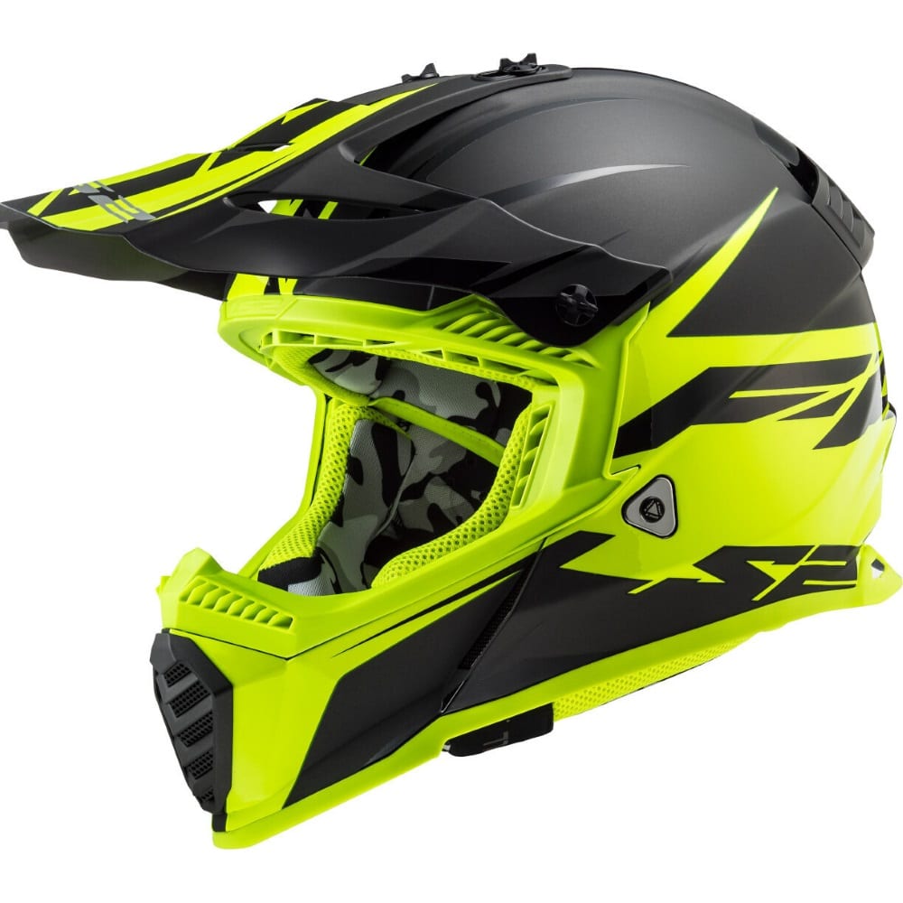 Capacete LS2 MX437 Fast Evo Roar preto e amarelo | Só Capacetes